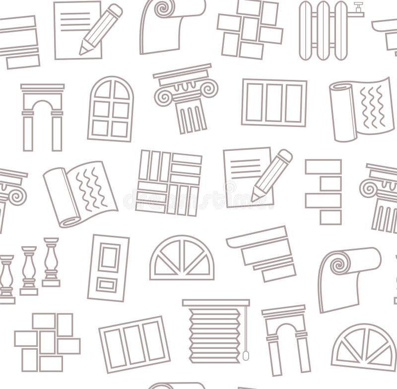 Decoration Materials, Construction, Seamless Pattern, Outline Drawing ...