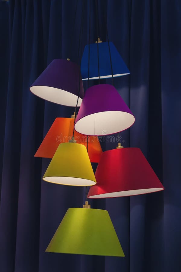 Decoration of Multi-colored Luminous Ceiling Lamps Stock Photo - Image ...