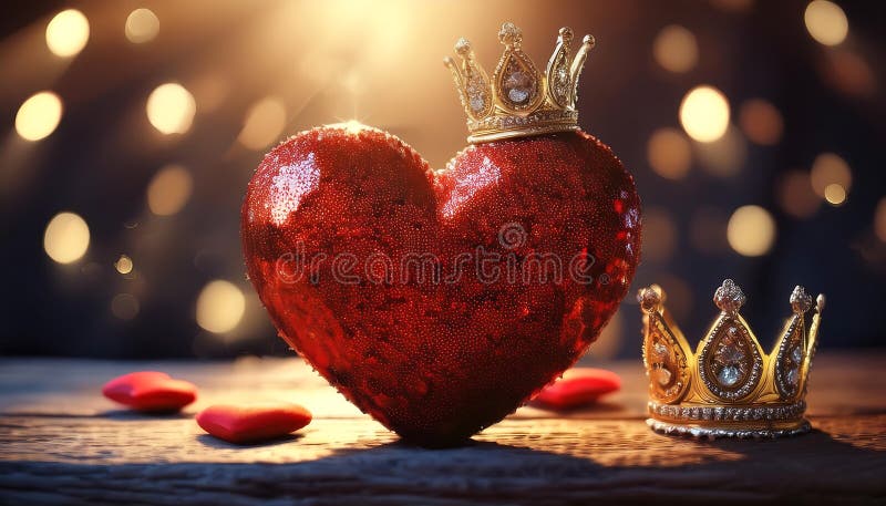 Decoration with a Red Heart and a Crown, Creating a Regal, Charming ...