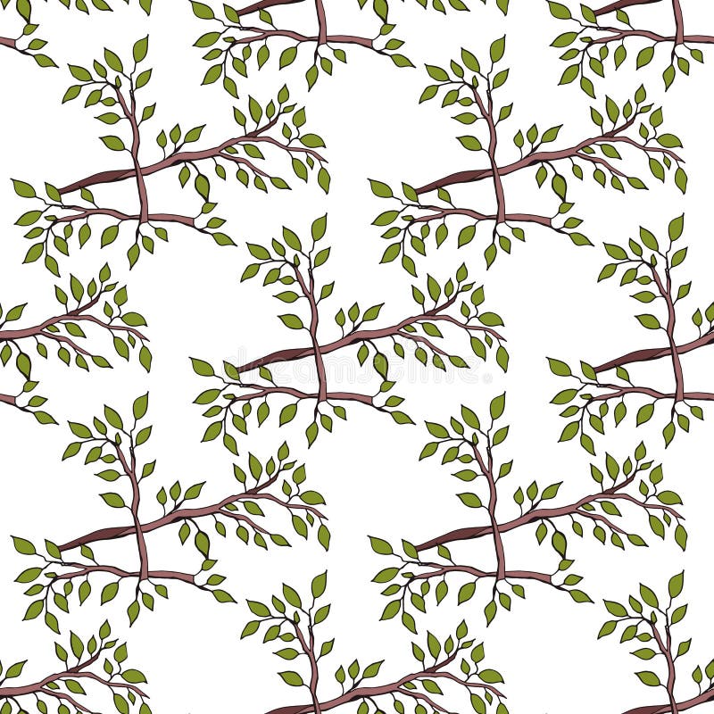 Decoration Seamless Pattern with Decorative Branches with Leaves. Stock ...