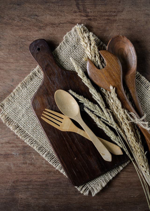 Decoration Seasonal Table Setting with Wooden Spoon and Fork on Stock ...
