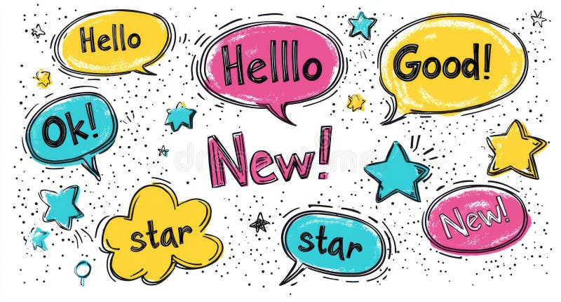 A Decoration Set of Balloon Text Frames, Including Simple Hand-drawn ...