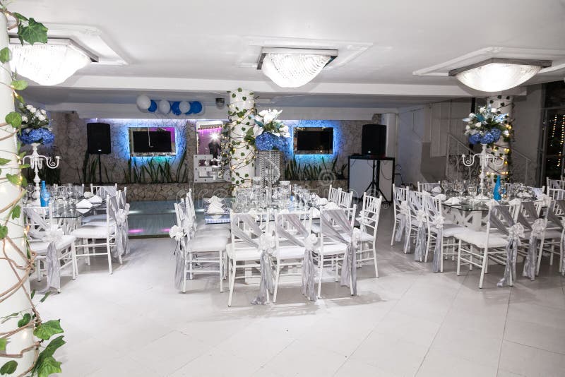 Decoration of Social Events; Room Decorated for the Wedding Reception ...