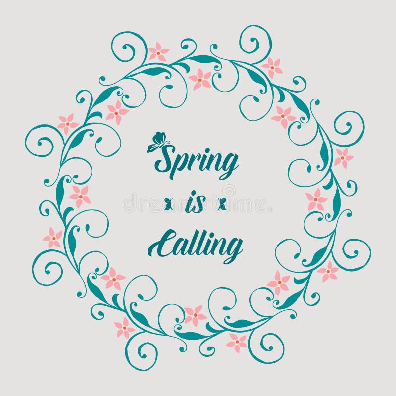 Decoration of Spring Calling Invitation Card, with Cute Leaf and Floral ...