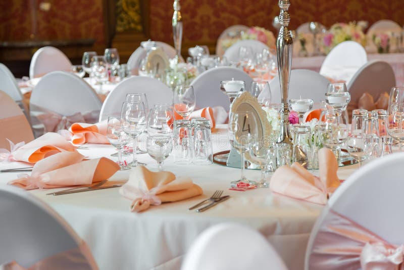 Decoration of the Table in a Pink Style. Wedding Decorations in Pink ...