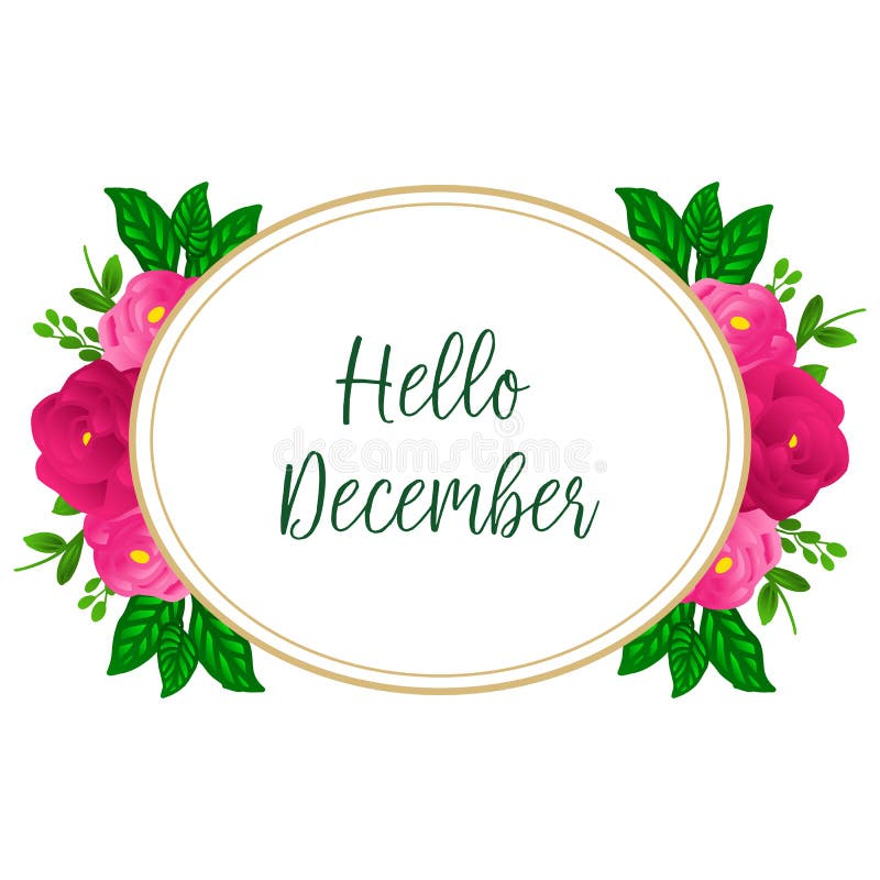Decoration Template Hello December, with Abstract Pink Rose Flower ...