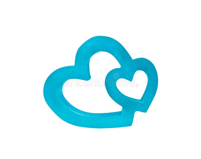Decoration Two Blue Heart Isolated on White with Clipping Path Stock ...