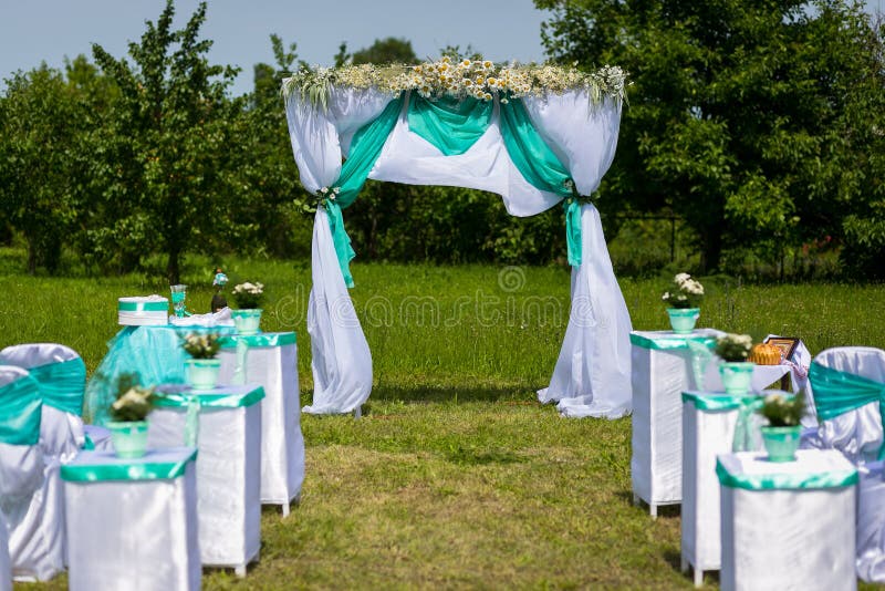 Decoration of a Wedding Ceremony. a Table for a Wedding Ceremony Stock ...