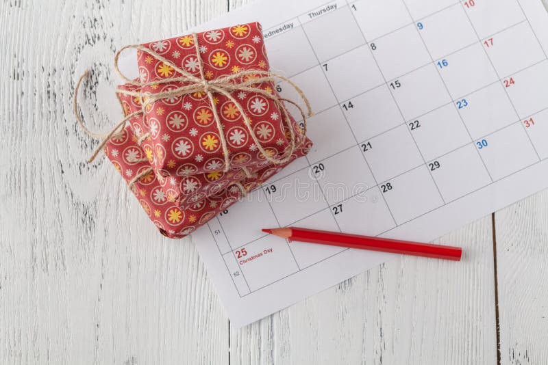 Decorations and Calendar with Christmas Day Marked Out Stock Image ...