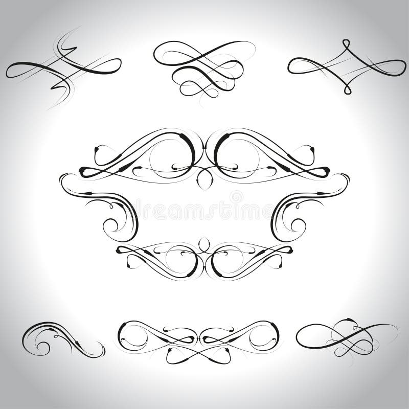 Thin Scroll Element Pair stock vector. Illustration of ornamental ...