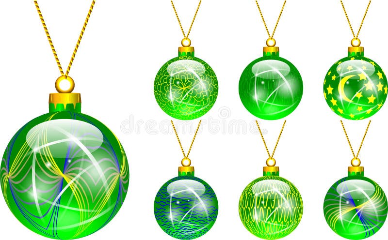 Decorations for Christmas Tree Green Stock Vector - Illustration of ...