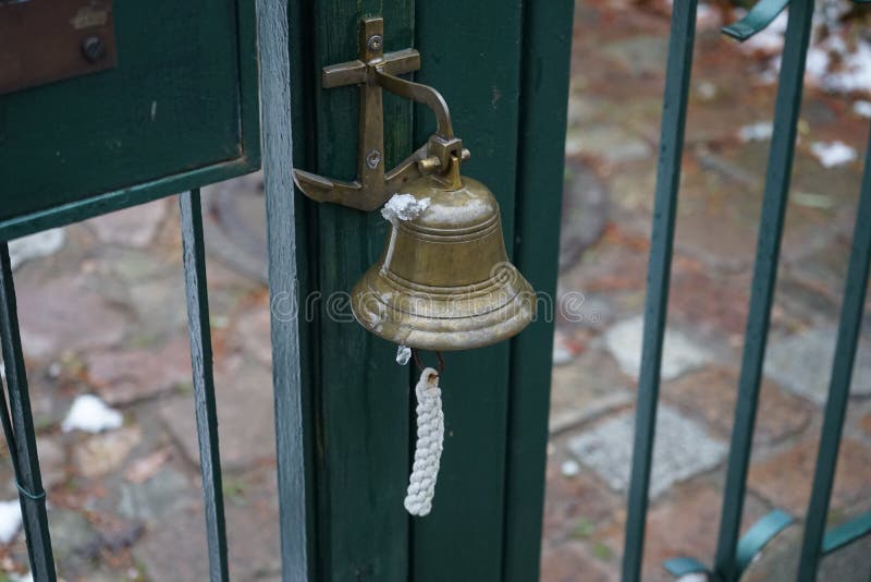 Bell on the Fence Gate. Berlin, Germany Stock Image - Image of brown ...
