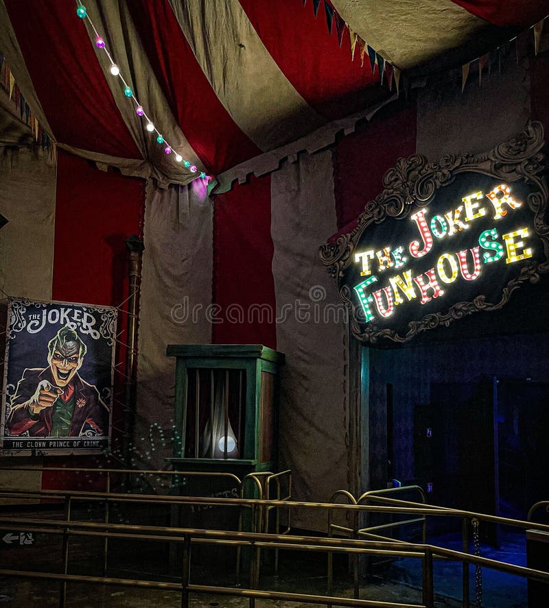 Decorations and an Illuminated Sign Inside the Joker Fun House in Abu ...