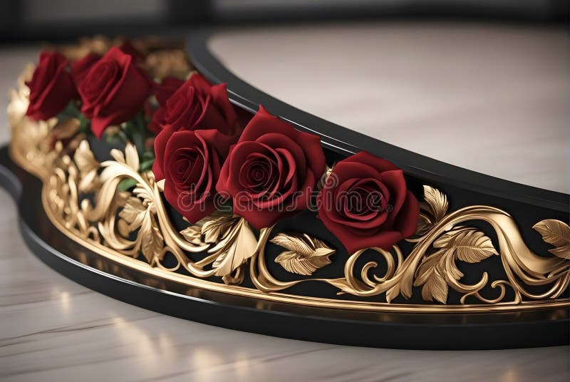 Decorations Interior Floor Flowers Roses Red and Gold Stock ...