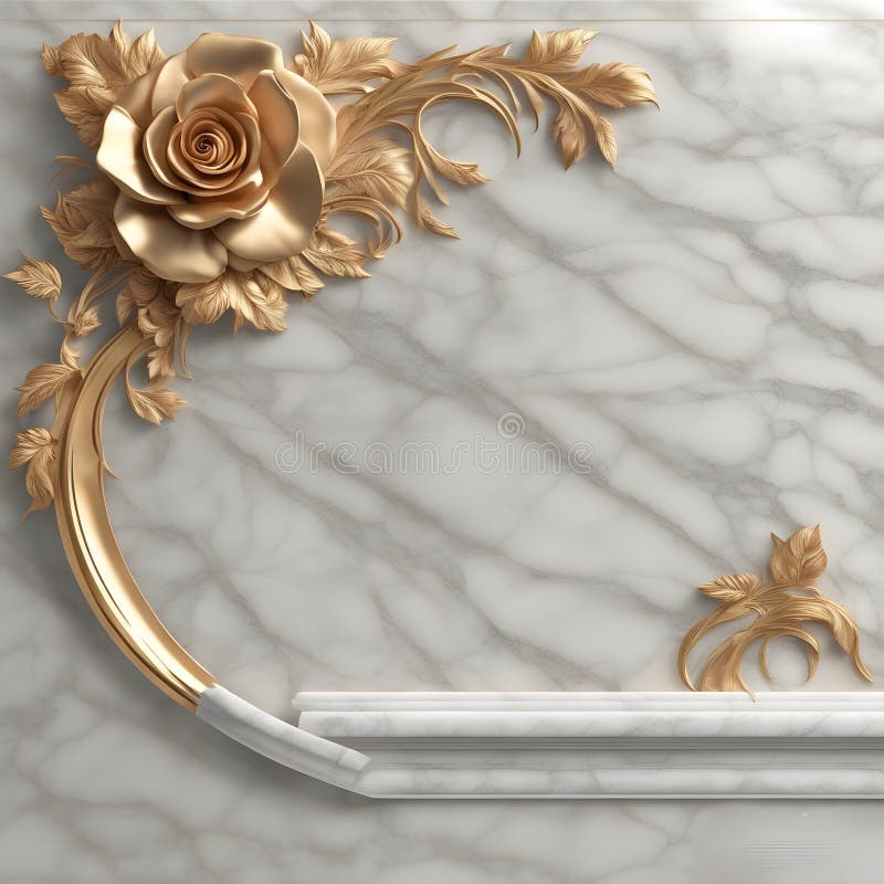 Decorations Interior Wall Render Luxury Marble Golden Black Stock ...