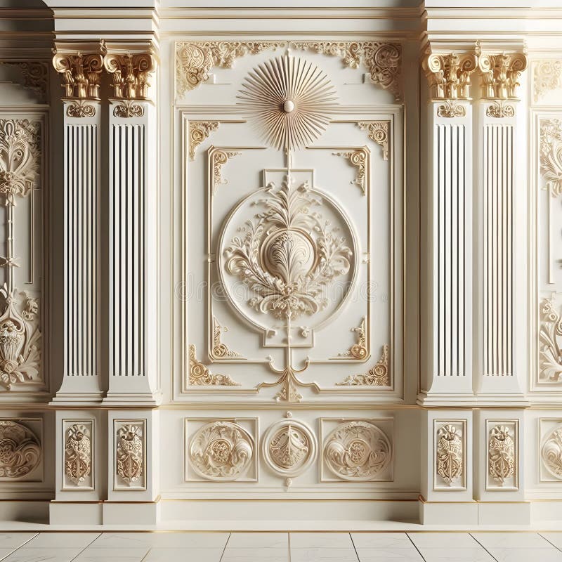Decorations Interior Wall Panel Luxury Column White and Gold Stock ...