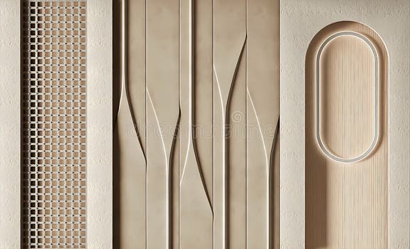 Decorations Interior Wall Render 3d Wood Cladding Stock Illustration ...