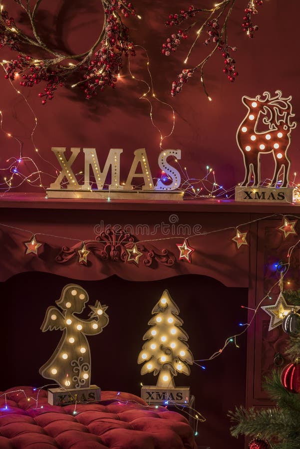 Decorations with Lights for the Christmas Period Stock Image - Image of ...