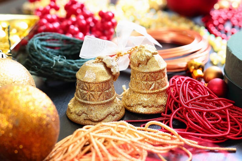 Decorations for Making Christmas Wreath Stock Photo - Image of holiday ...