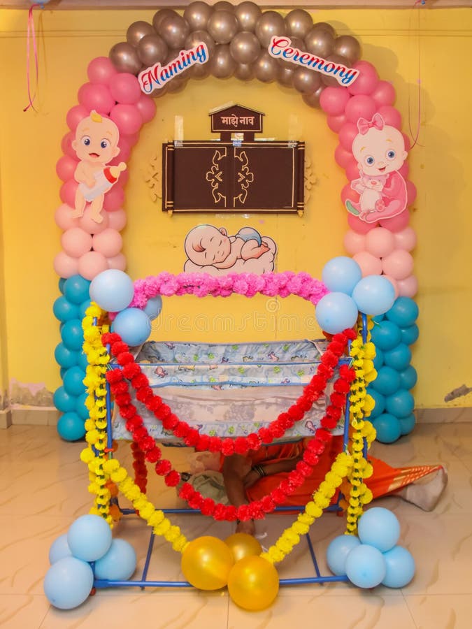 Decorations are Shown for a Baby Naming Ceremony, Also Known As Barsa ...
