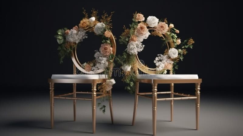 Decorations for Wedding Ceremony. Flower Set Up on Chair Stock ...