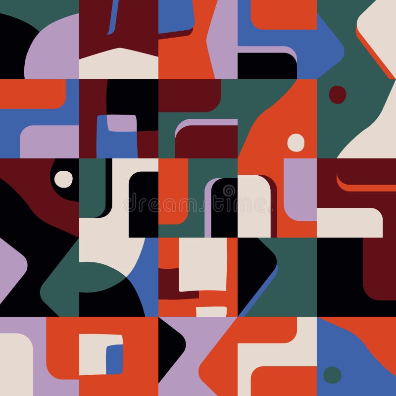 Decorative Abstract Artwork Inspired by Mid Century Graphics Design ...