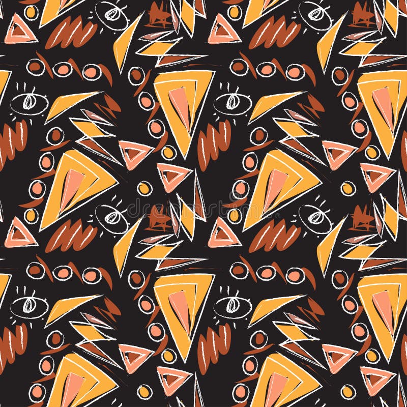 Decorative Abstract Charcoal Doodles Isolated Seamless Pattern Stock ...