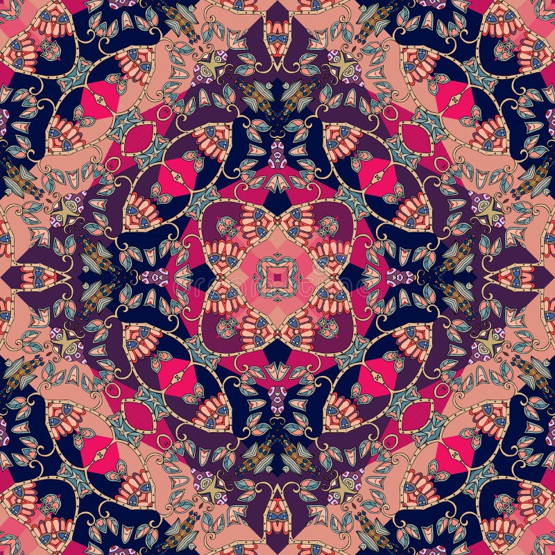 Bright Print for Shawl. Stylized Stars - Flowers and Ornament Stock ...