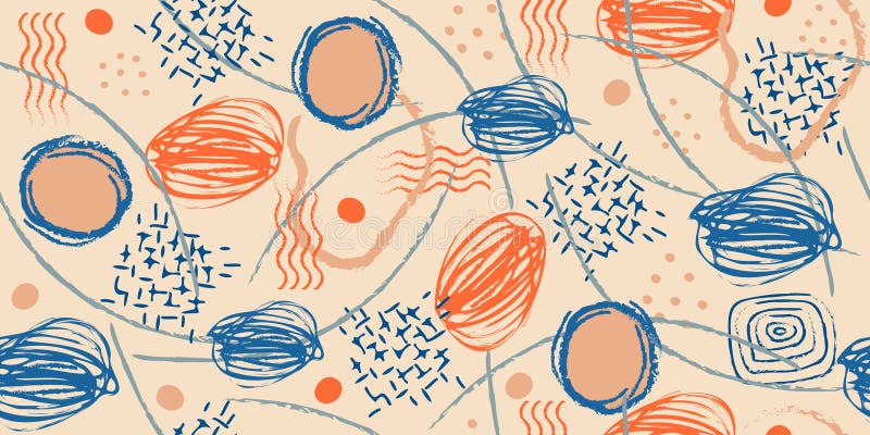 Decorative Abstract Spots and Lines Seamless Pattern Stock Illustration ...