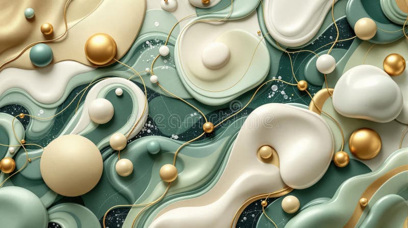 Decorative Abstract Wall Art, Flowing Organic Shapes Stock Illustration ...