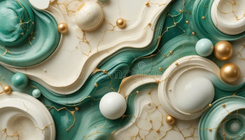 Decorative Abstract Wall Art, Flowing Organic Shapes Stock Illustration ...