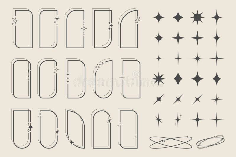 Decorative Aesthetic Arches with Shining Particles Minimalist Design ...