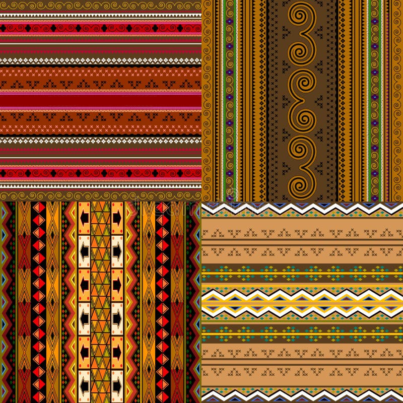 Set of Tribal African Seamless Patterns Stock Vector - Illustration of ...