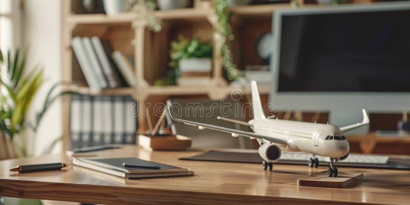 Decorative Airplane Model on a Modern Desk. Stock Illustration ...