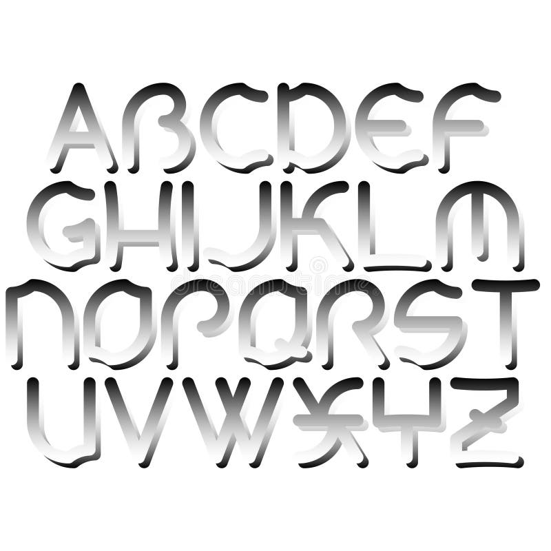 Decorative Alphabet with Gradient Fill and Shadow.Art Font. Stock ...