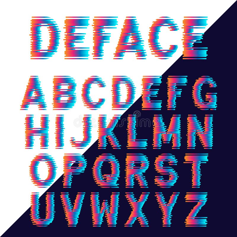 Decorative Alphabet Letters with Electronic Glitch Effect Stock Vector ...