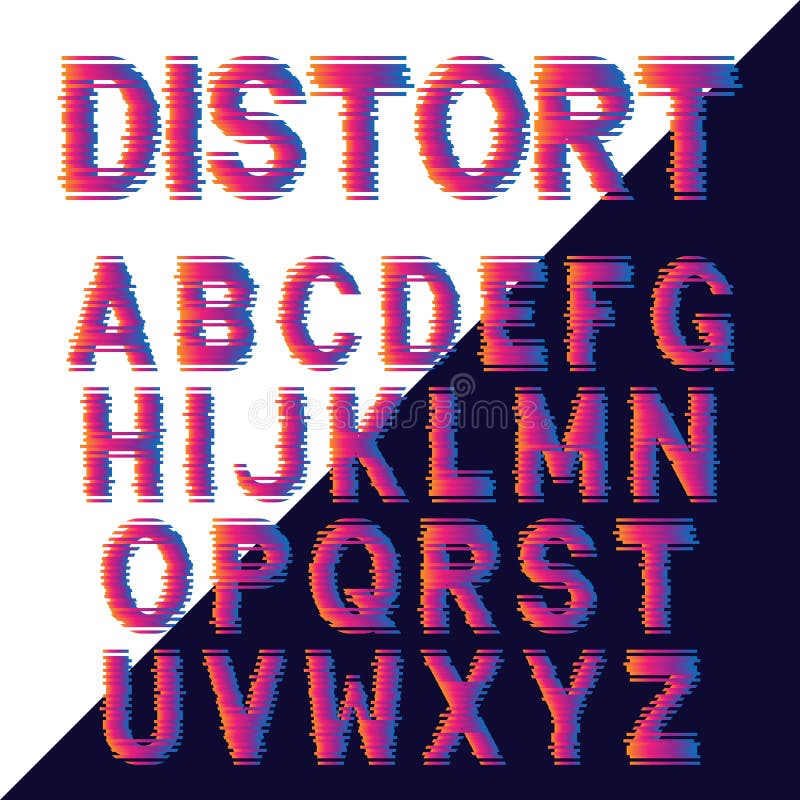 Decorative Alphabet Letters with Electronic Glitch Effect Stock Vector ...