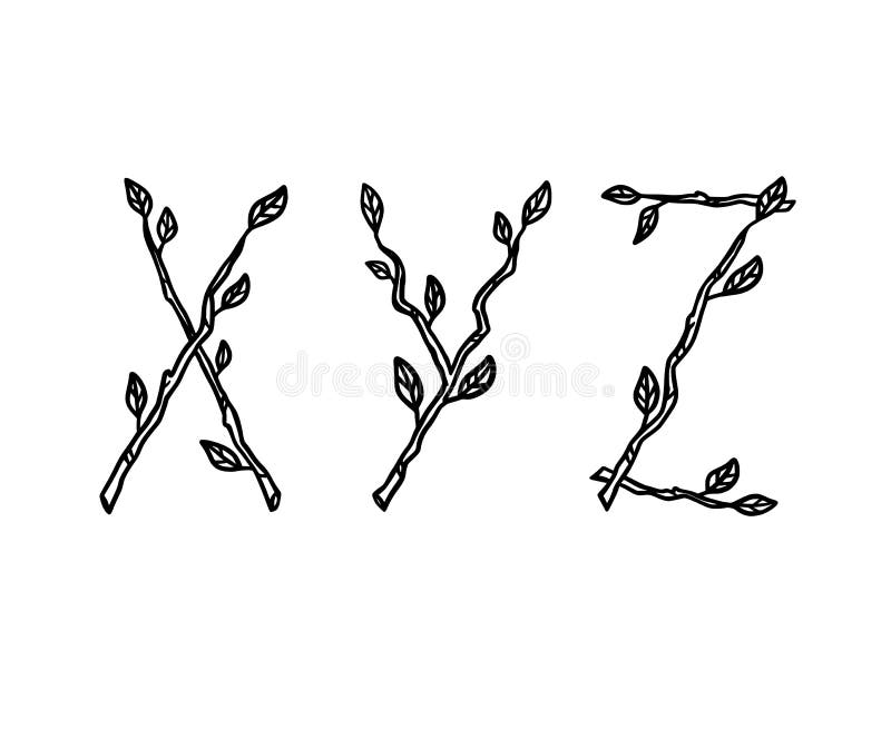 Decorative Alphabet Letters Made of Tree Branches Stock Vector ...