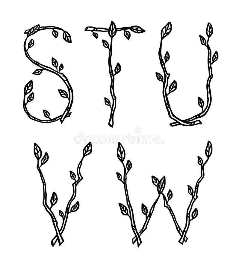 Decorative Alphabet Letters Made of Tree Branches Stock Vector ...