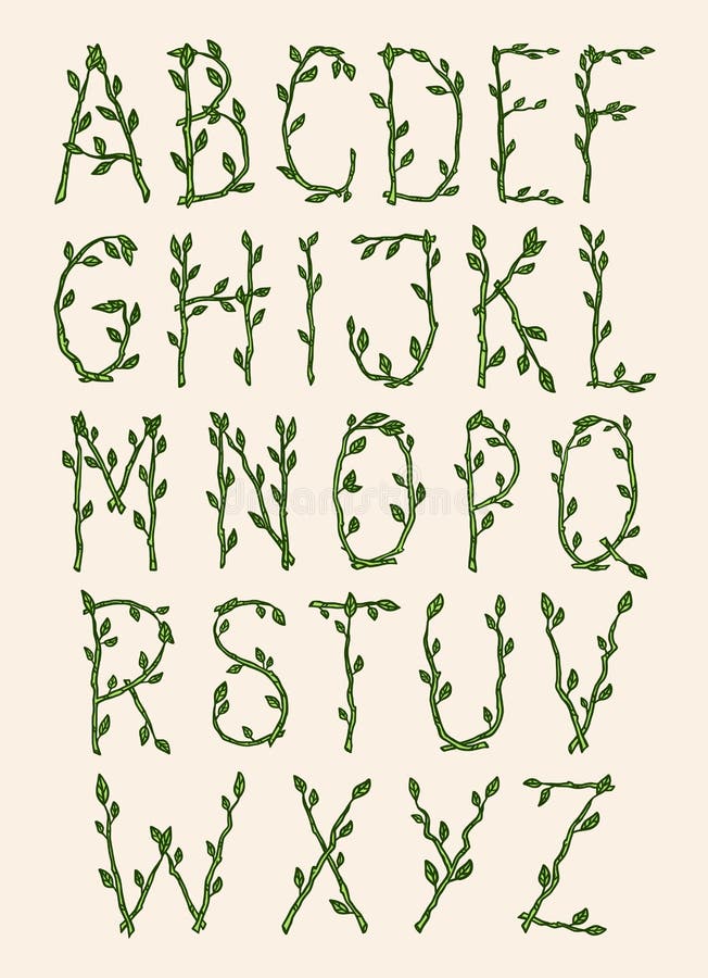 Vector Alphabet Letters Made Green Leaves Stock Illustrations – 105 ...