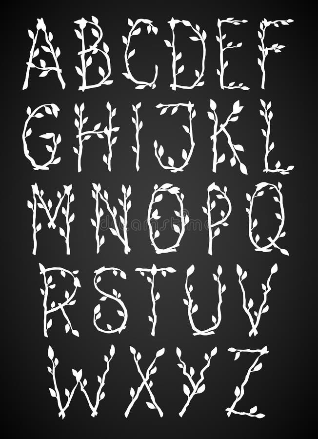 Decorative Alphabet Made of Tree Branches Stock Vector - Illustration ...