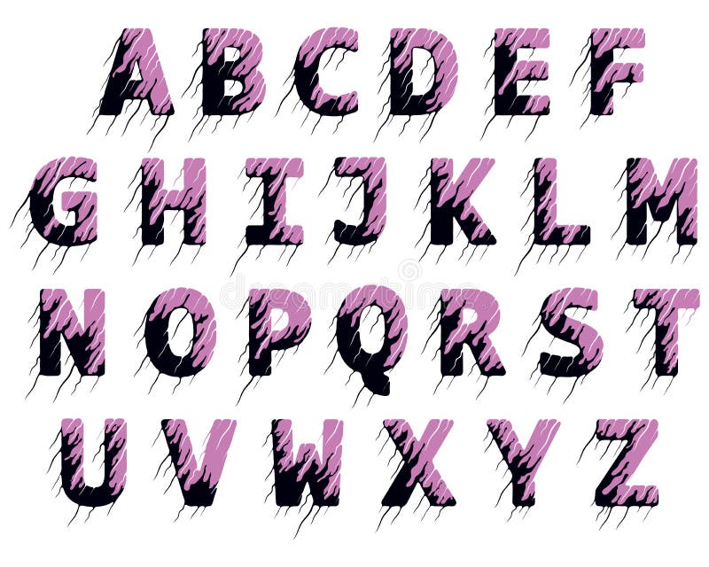 Decorative Alphabet with Tatters Fluttering in the Wind.Vector Letters ...