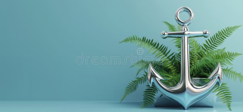 Decorative Anchor with Ferns in Modern Interior Design Setting Stock ...