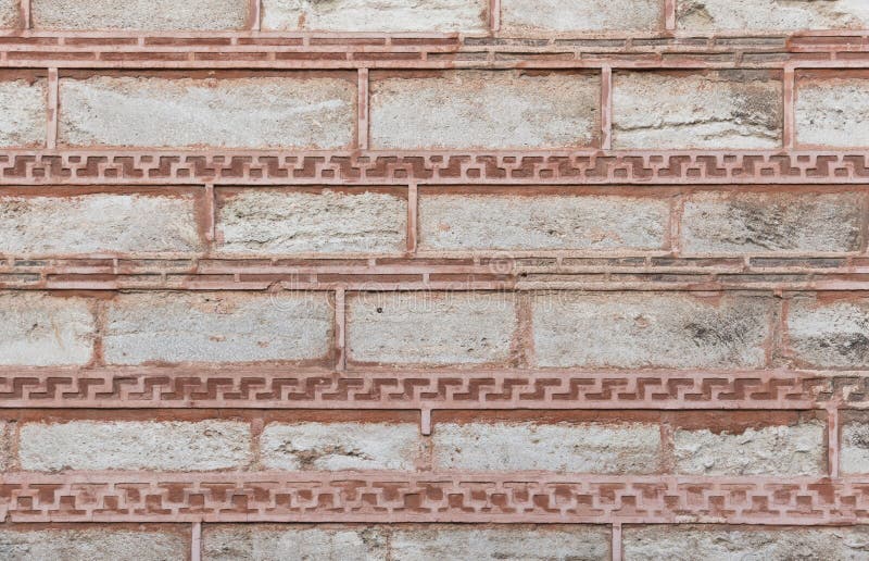 Decorative Ancient Brick Wall, Front View, Background Texture Stock ...