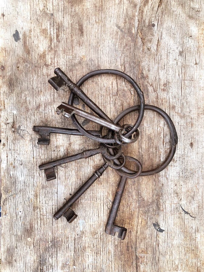 Decorative, Antique Cast Iron Keys Stock Photo - Image of chain ...