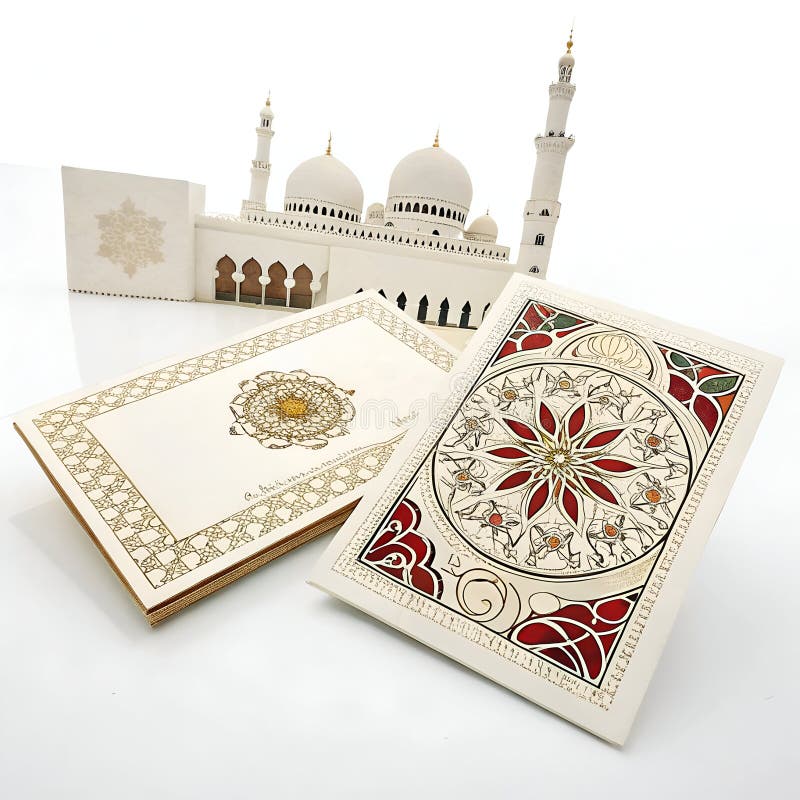 Decorative Arabic Geometric Card on White Background - Middle Eastern ...