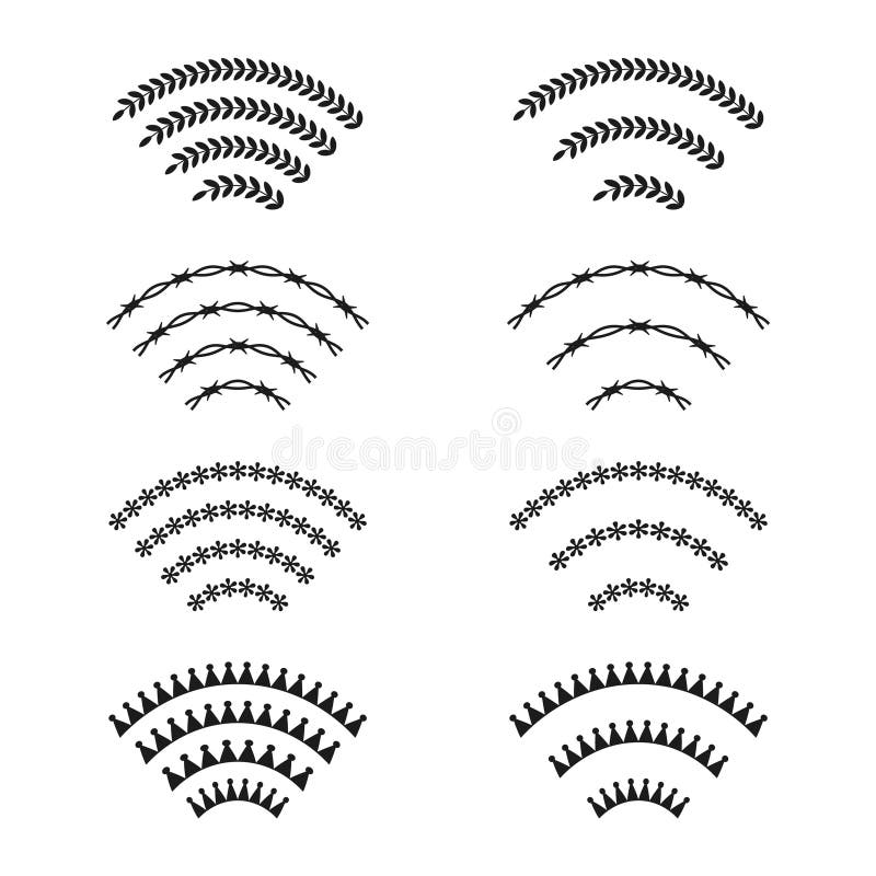 Decorative Arc Patterns. Wi Fi Inspired Shapes. Barbed Wreath Elements ...