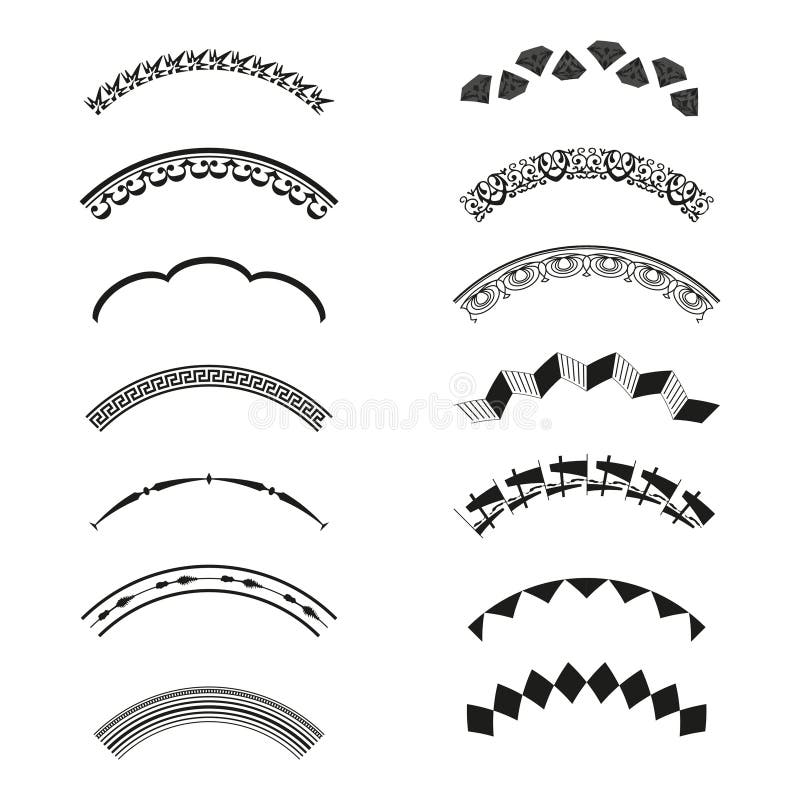 Decorative Arc Set. Vector Ornament Shapes. Abstract Line Patterns ...