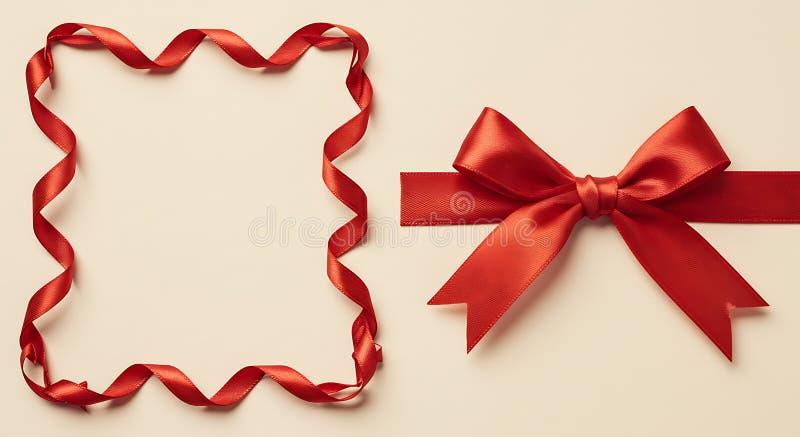 A Decorative Arrangement Featuring a Red Ribbon. on the Left, the ...