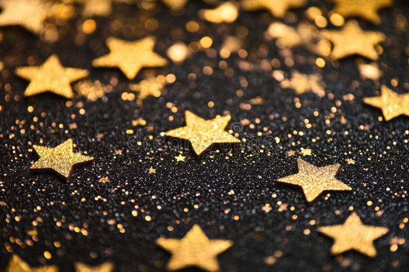 A Decorative Arrangement of Gold Stars on a Dark Background Stock Photo ...